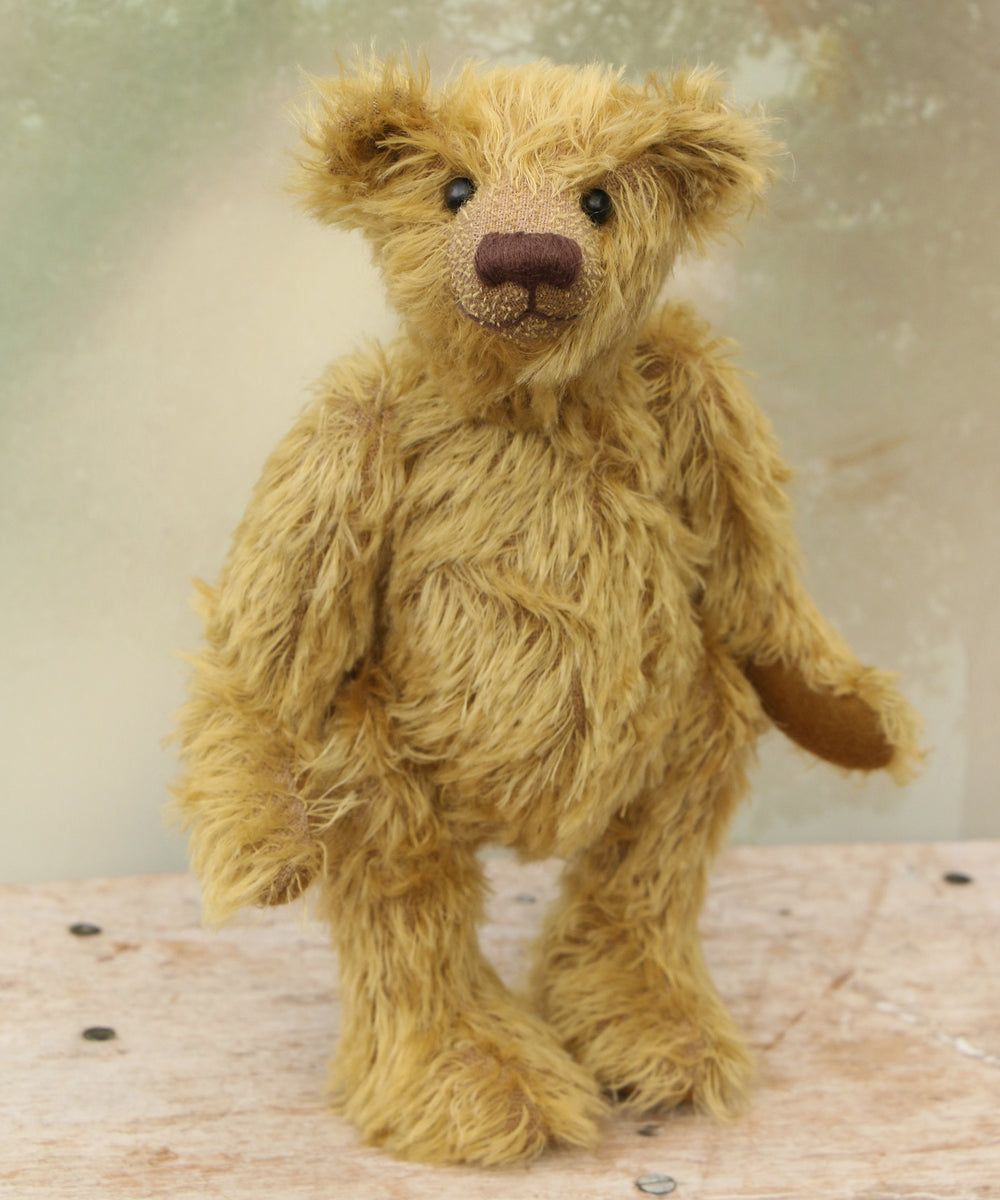 Clever Trevor is a traditional mohair teddy bear by Barbara Ann Bears