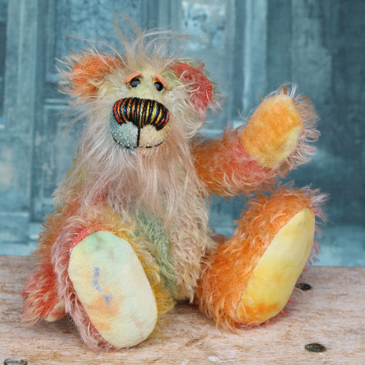 Keith a one of a kind hand-dyed mohair artist bear by Barbara Ann Bears