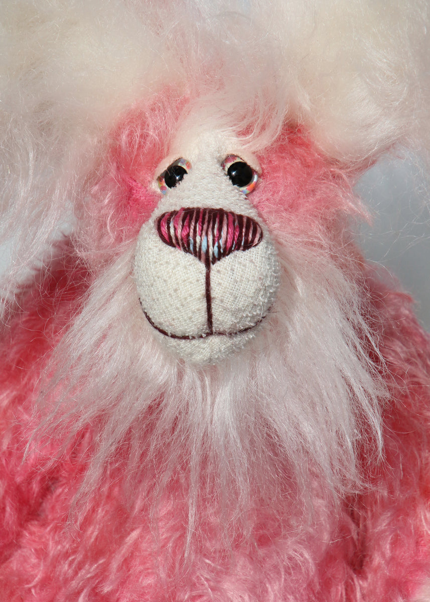 Rosie Rabbit, a one of a kind mohair artist rabbit by Barbara Ann Bears